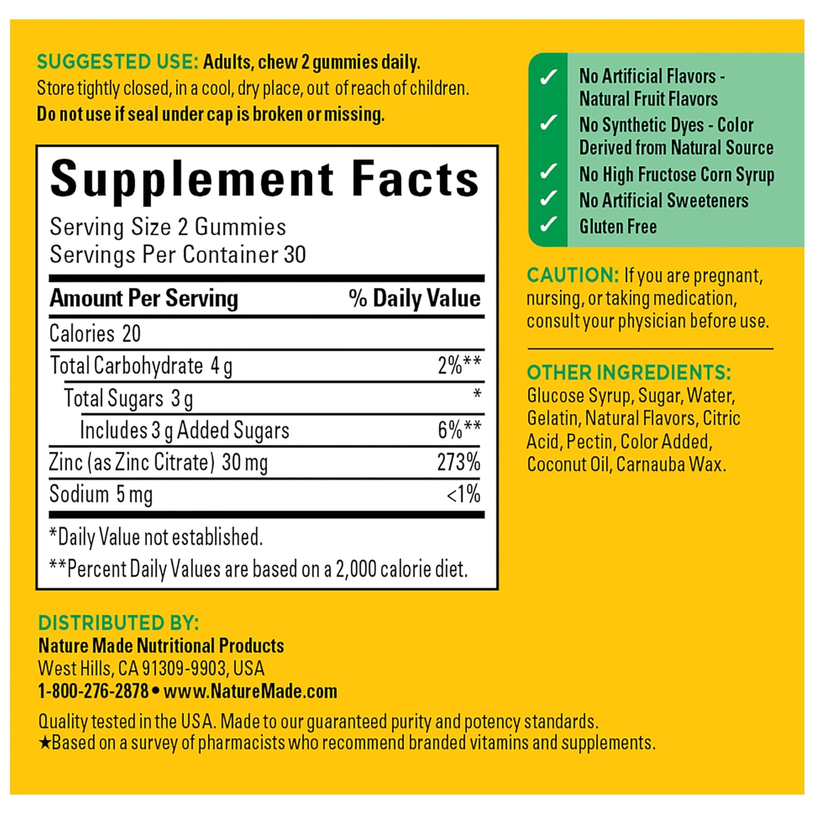 Vegan-friendly Zinc gummies for nutrition