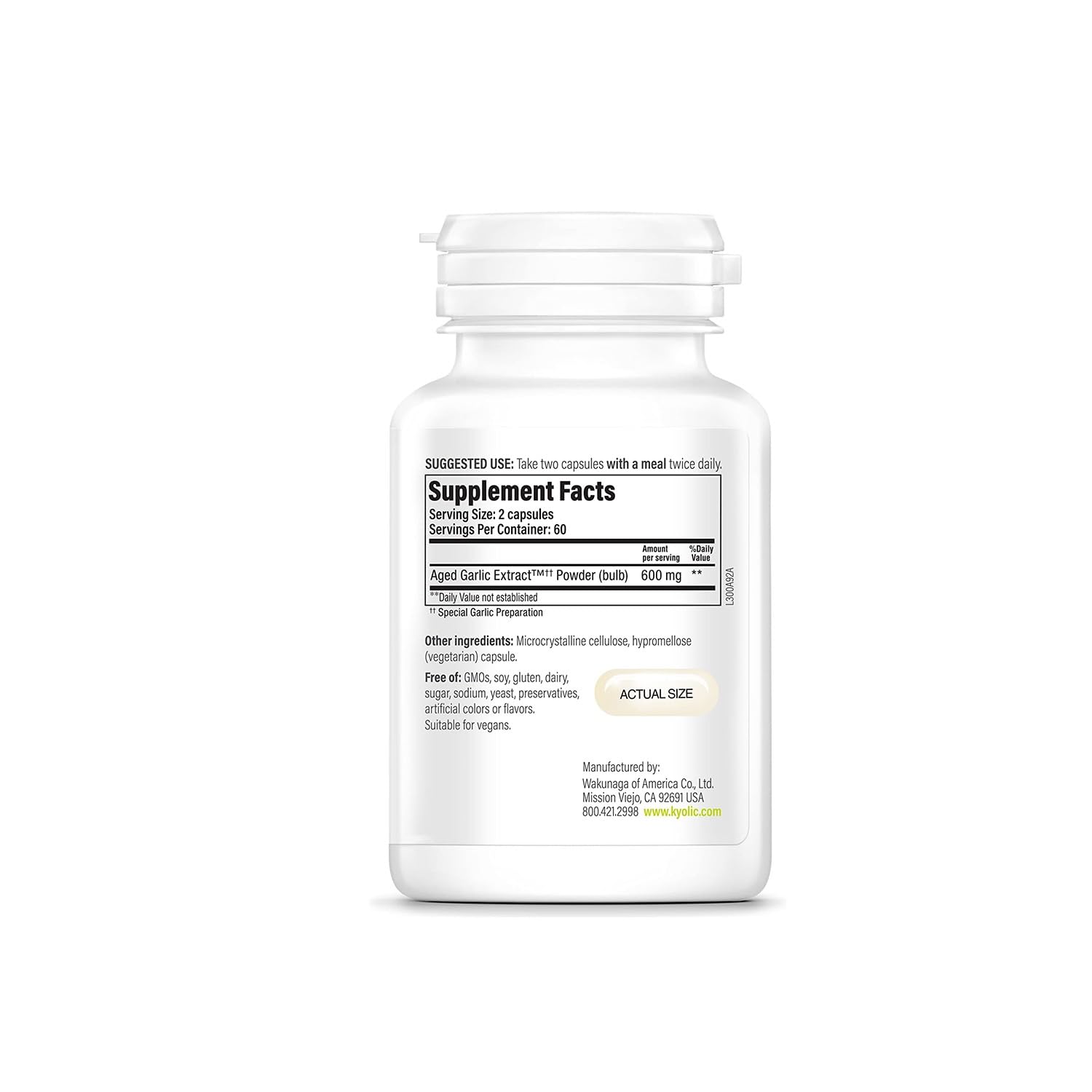 Vegan garlic supplement for cardiovascular support