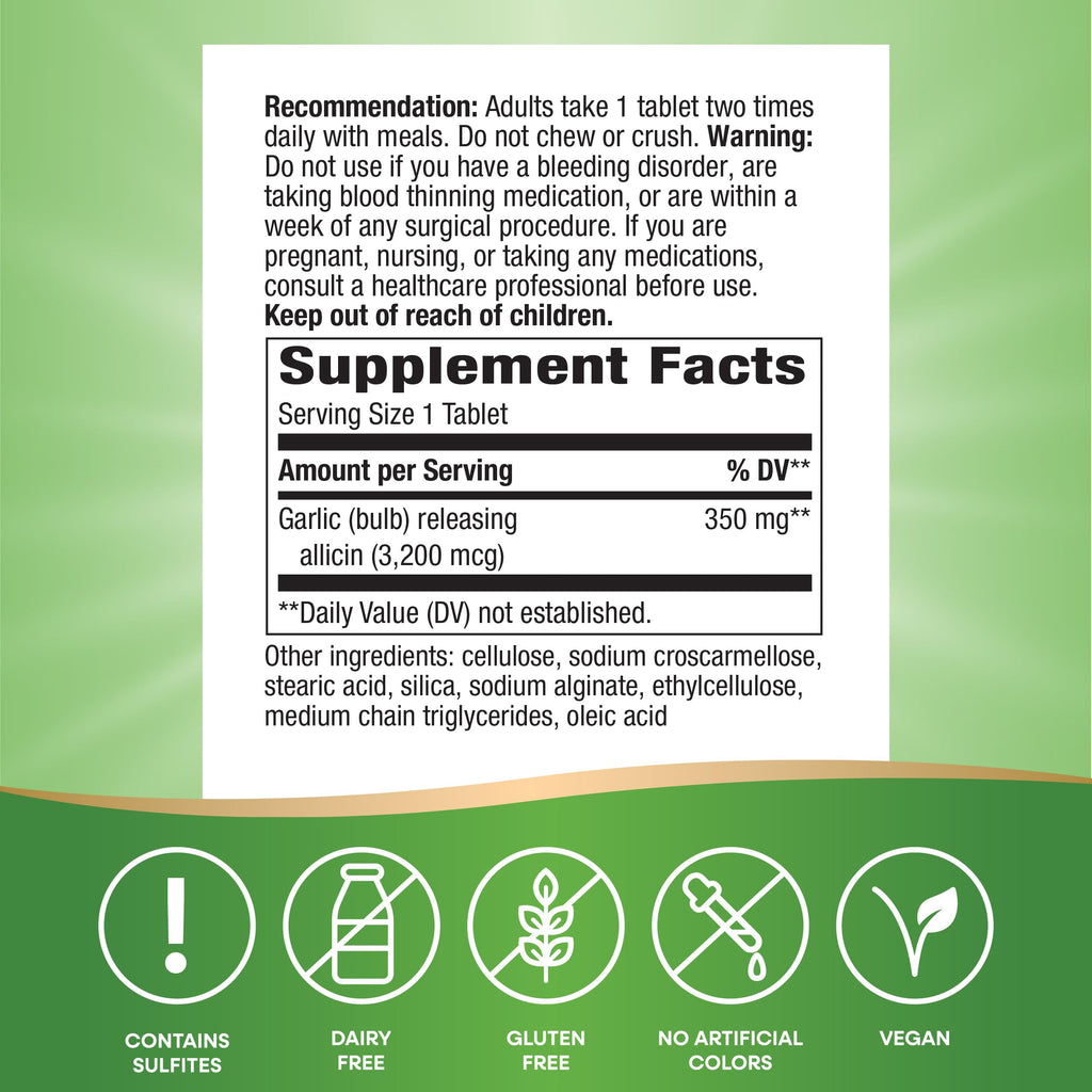 Vegan garlic supplement for heart health