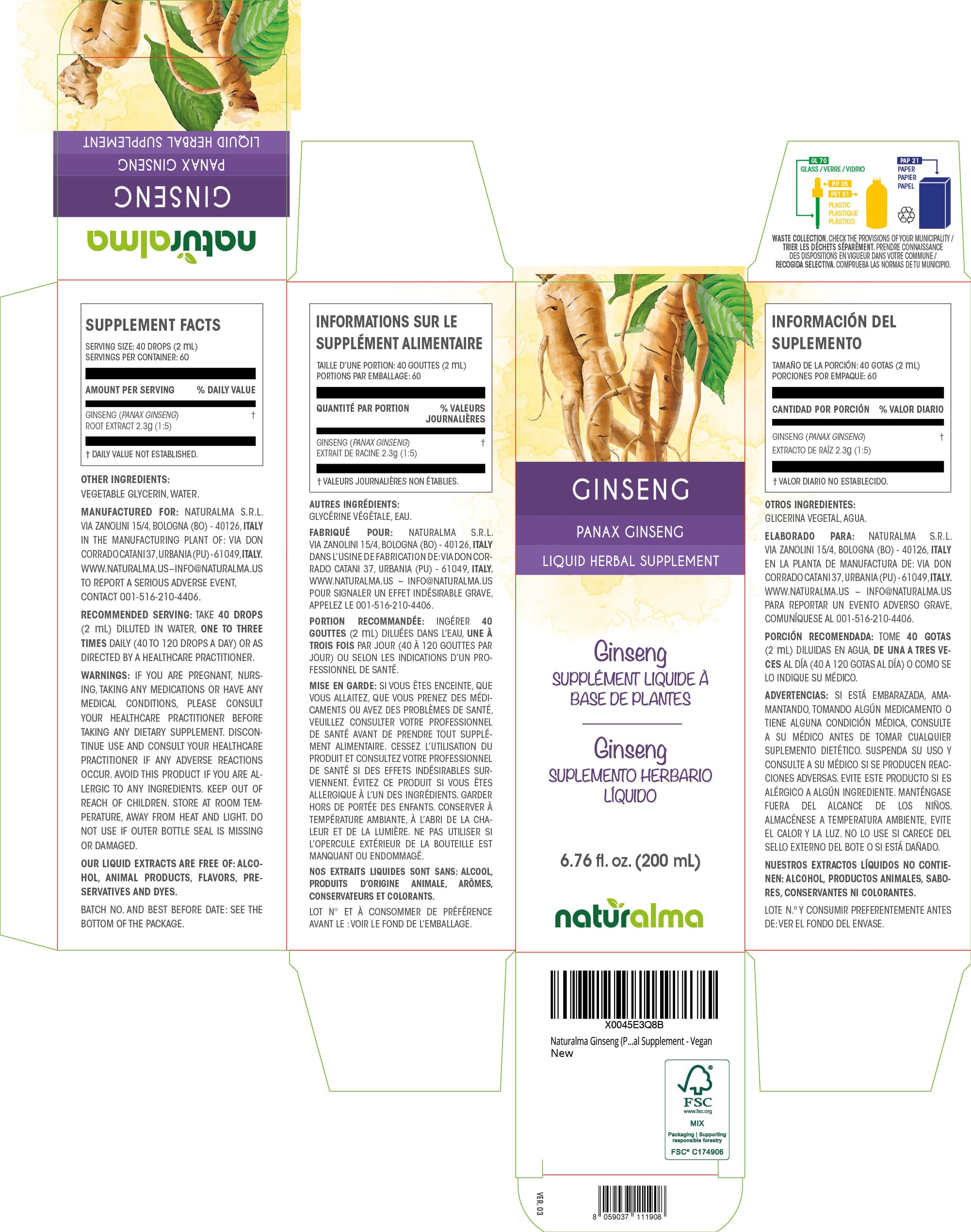 vegan ginseng liquid extract drops
