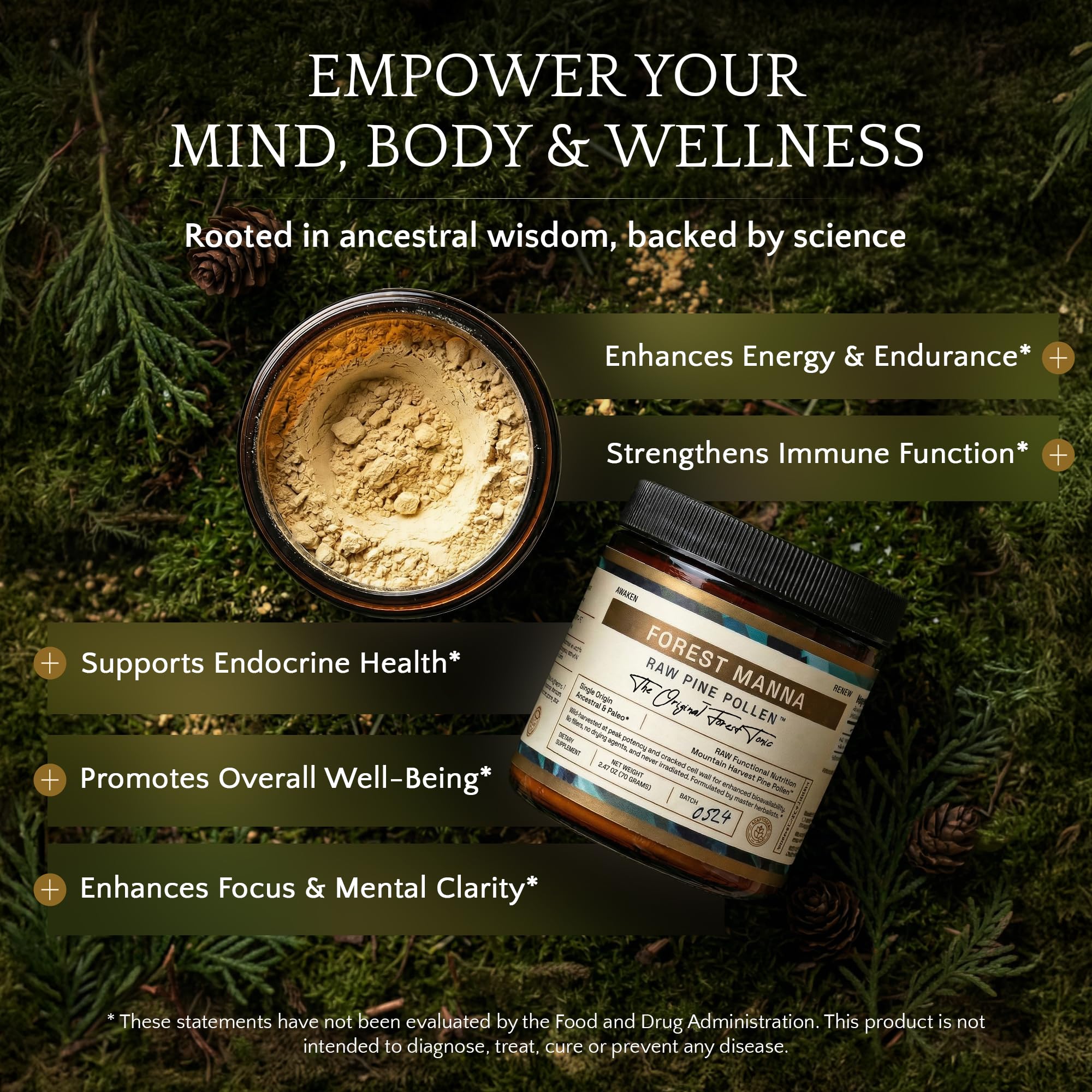 vegan gluten-free pine pollen powder