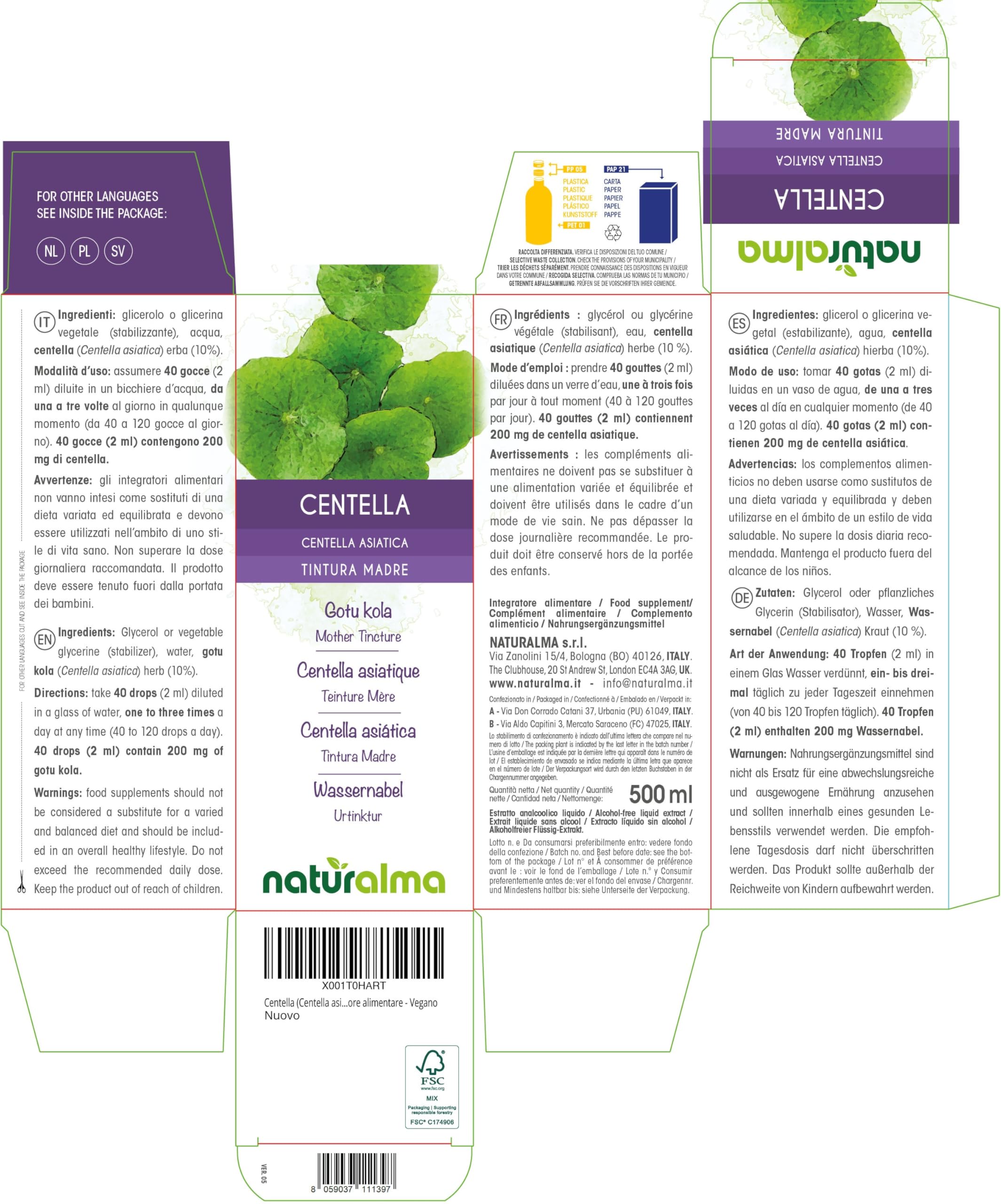 vegan gotu kola tincture from Italy