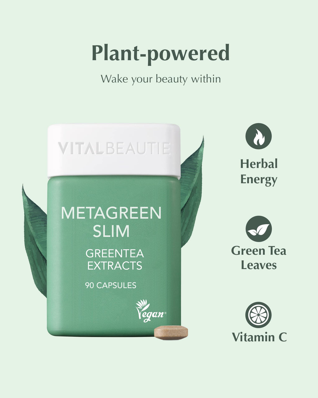 Vegan green tea supplement for health