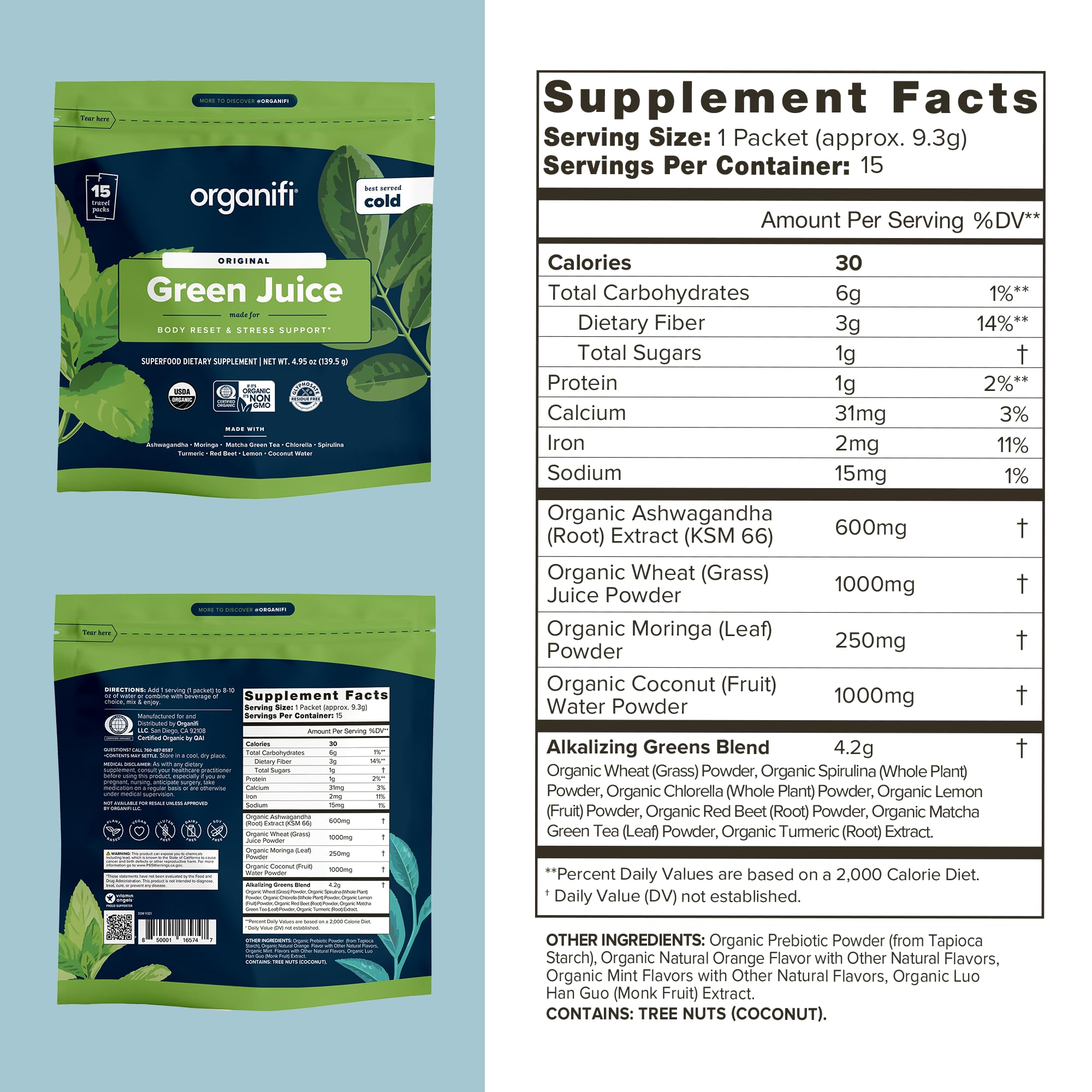 Vegan greens revitalization supplement powder