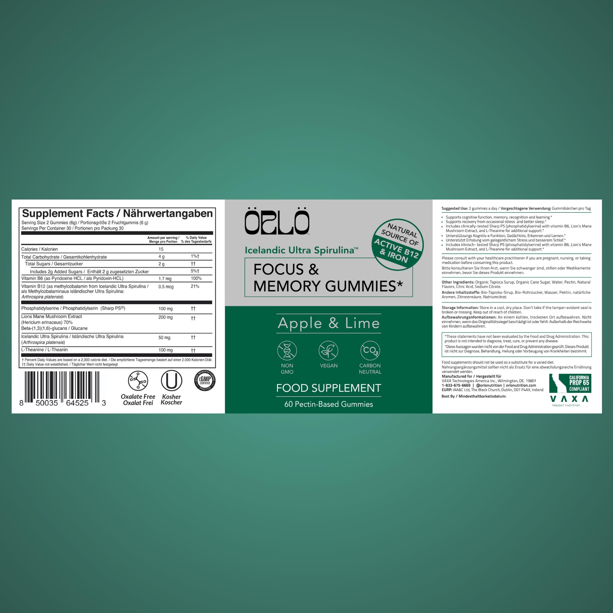 Vegan gummies for enhanced focus