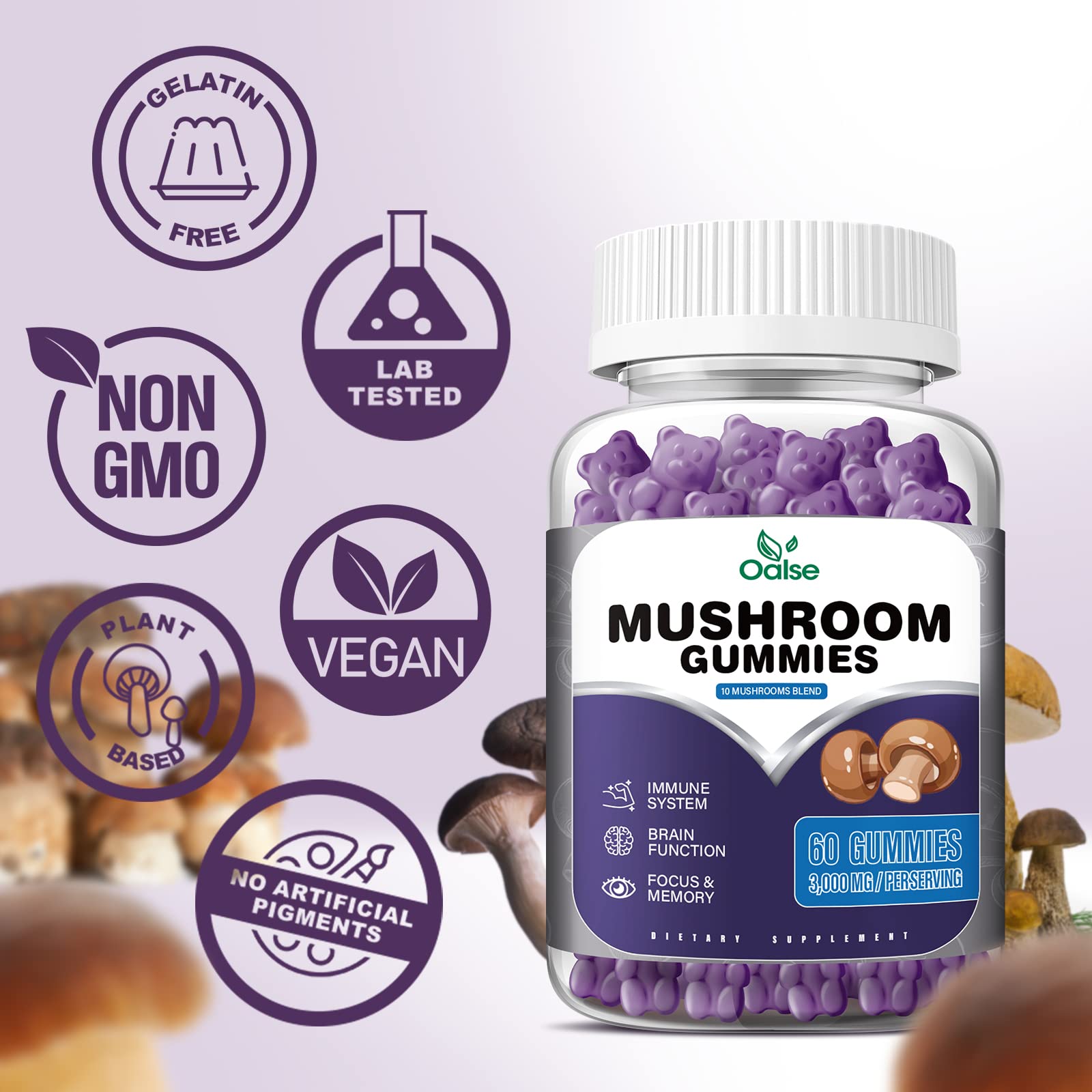 Vegan gummies with powerful mushrooms