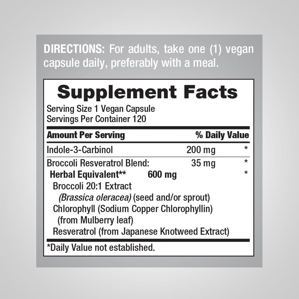 Vegan I3C supplement with broccoli