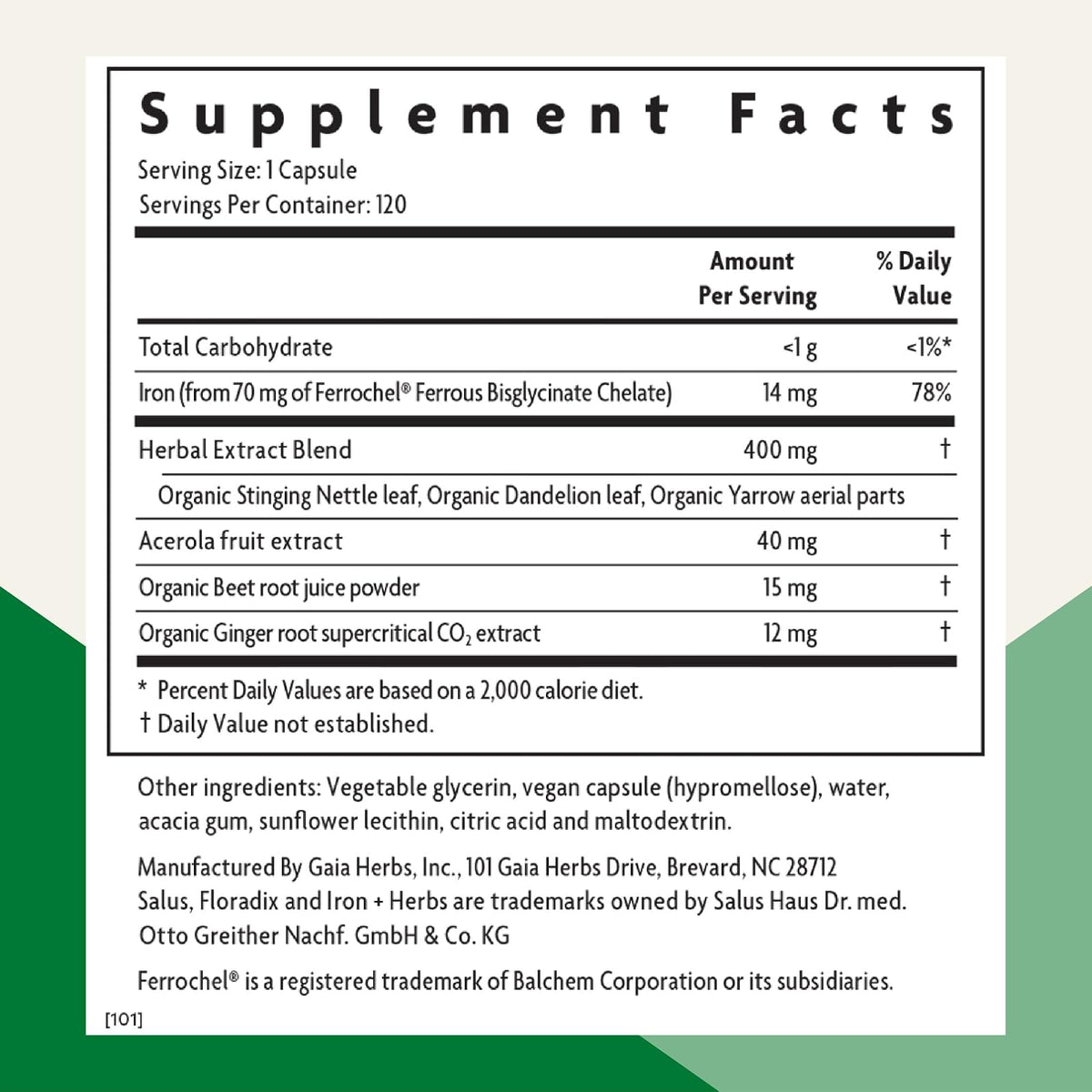 vegan iron capsules with herbs