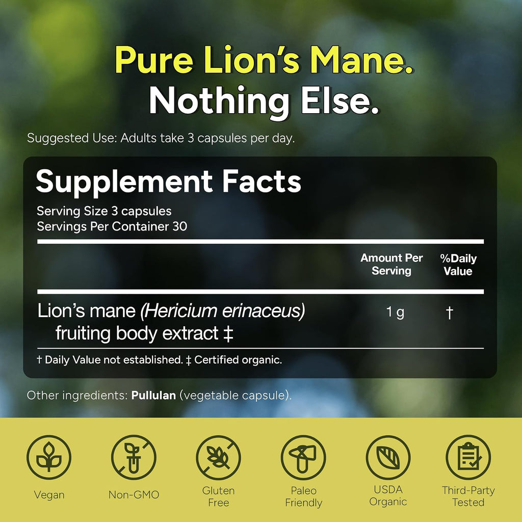 vegan lion's mane capsules for energy