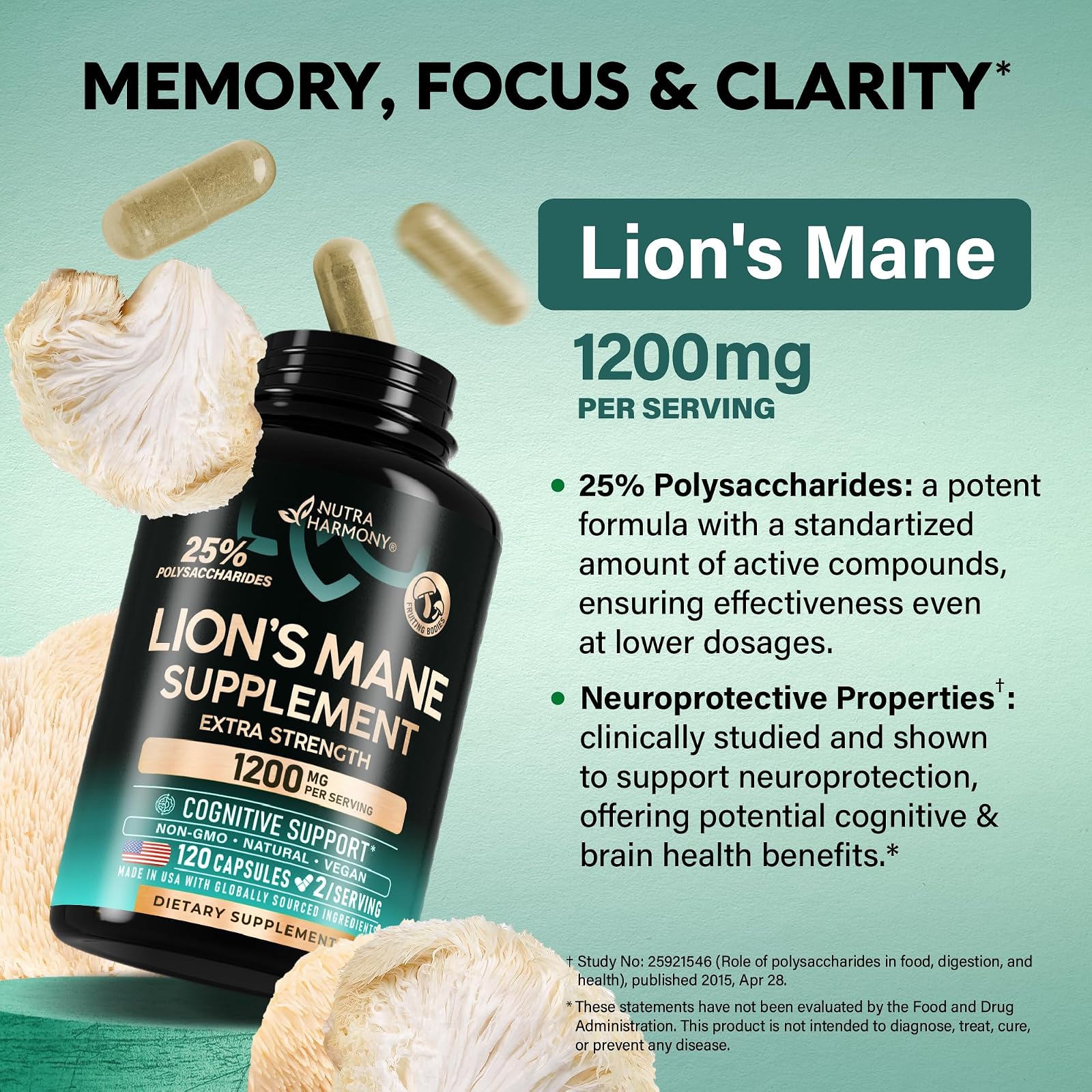 vegan lion's mane mushroom capsules