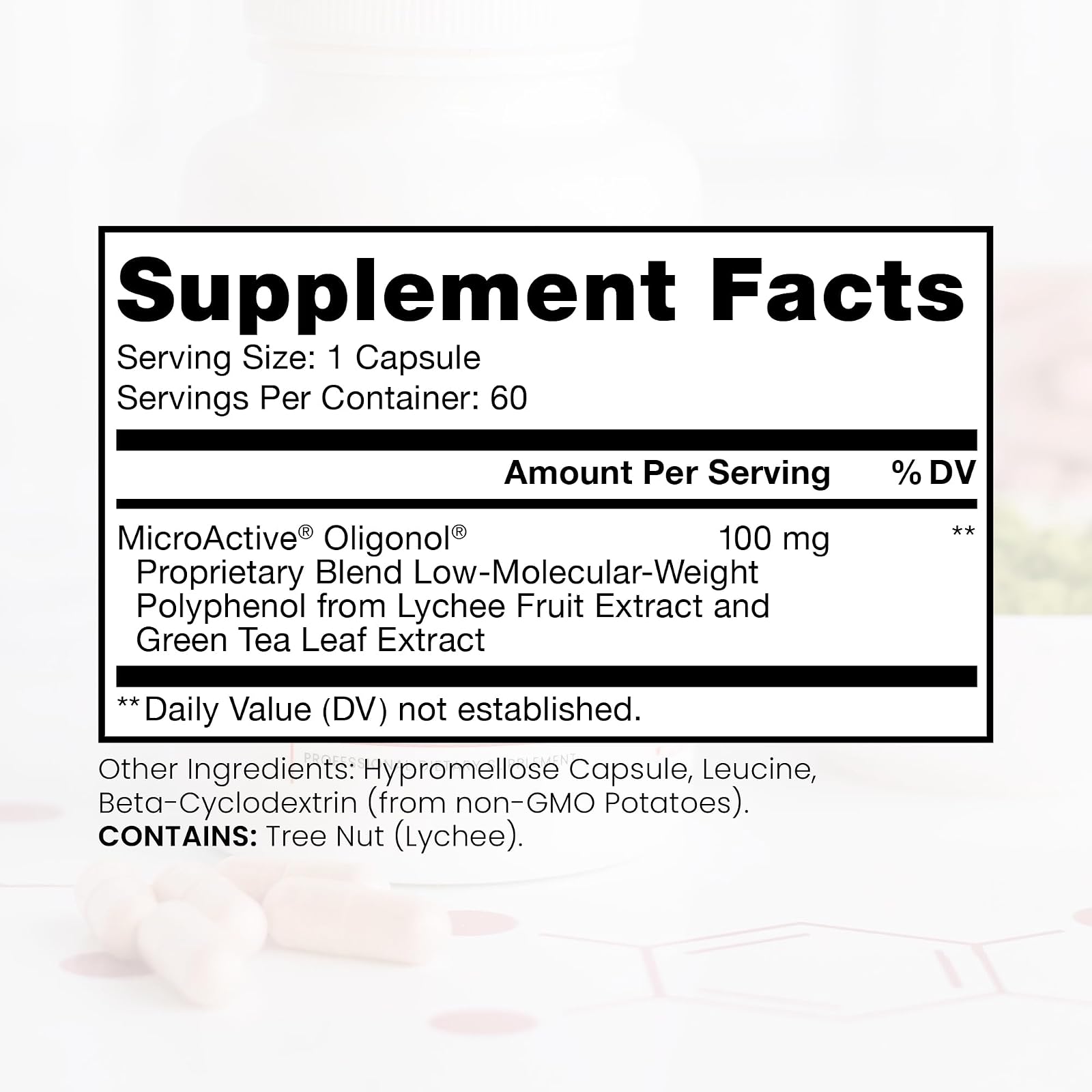 Vegan lychee fruit and green tea supplement