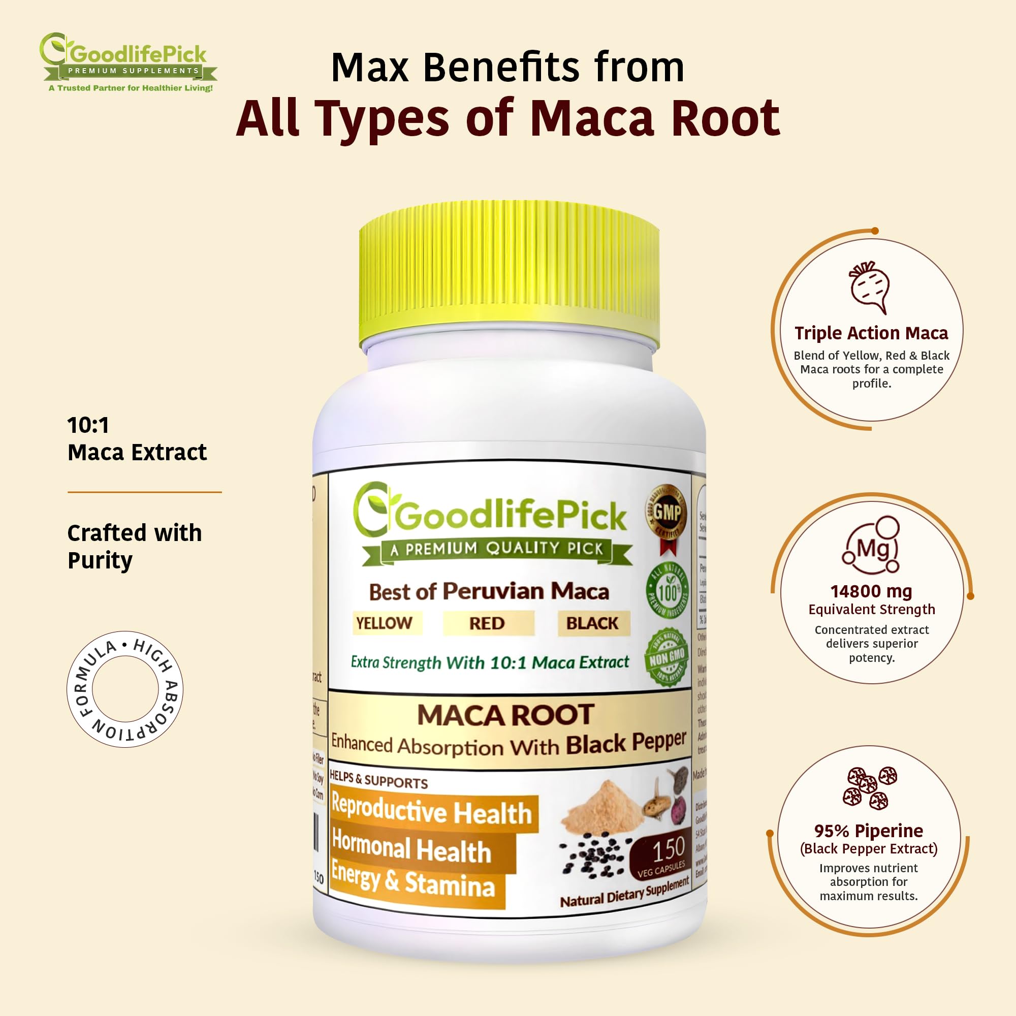 Vegan Maca capsules for wellness