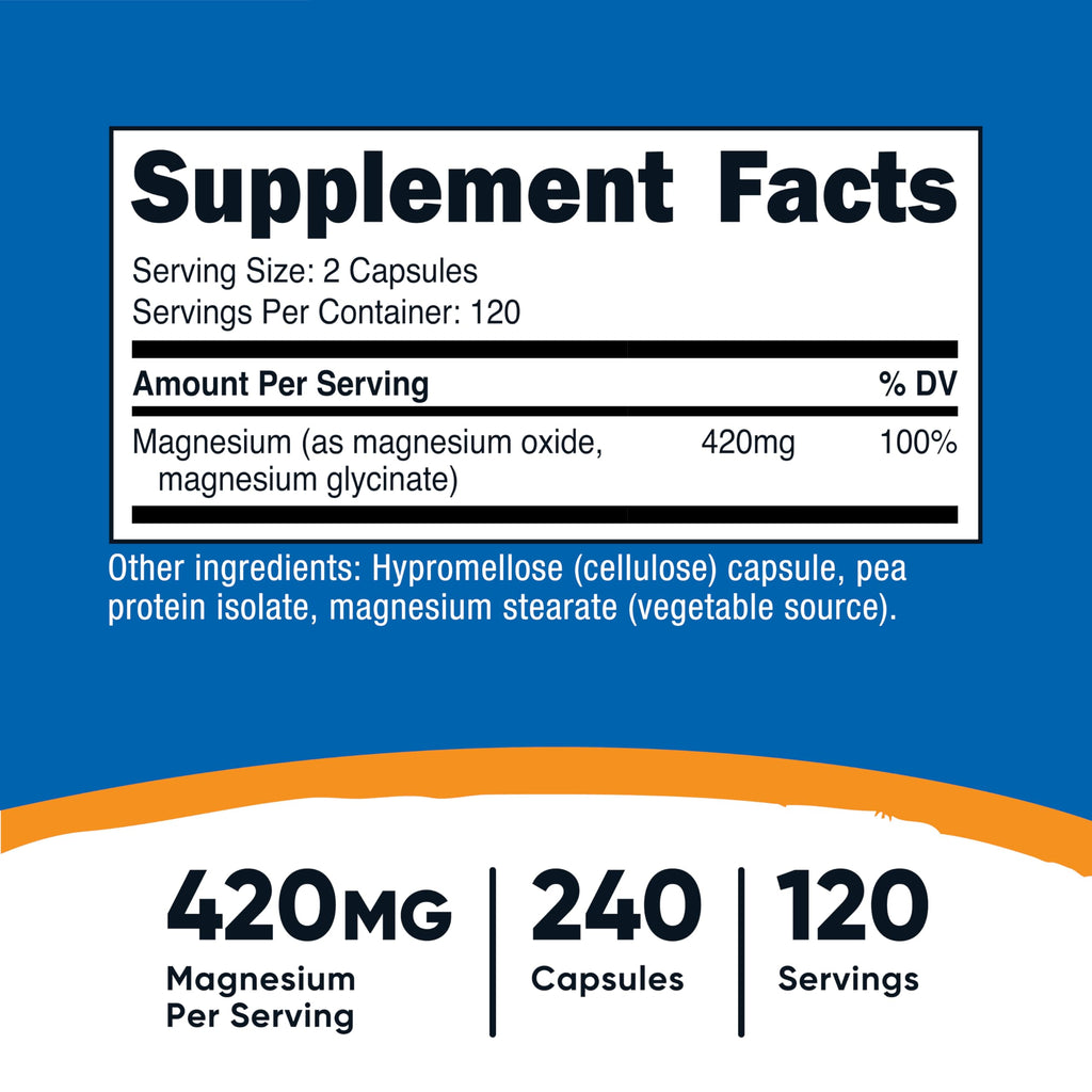 Vegan magnesium capsules for daily health