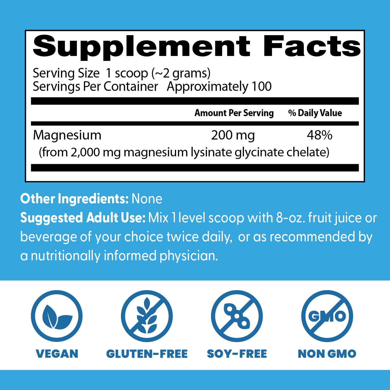Vegan magnesium powder for daily use
