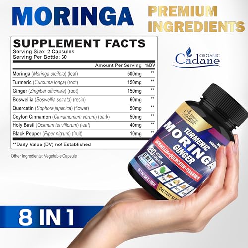 Vegan moringa leaf and ginger supplement