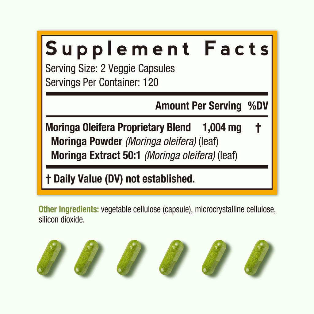 Vegan moringa supplement for energy