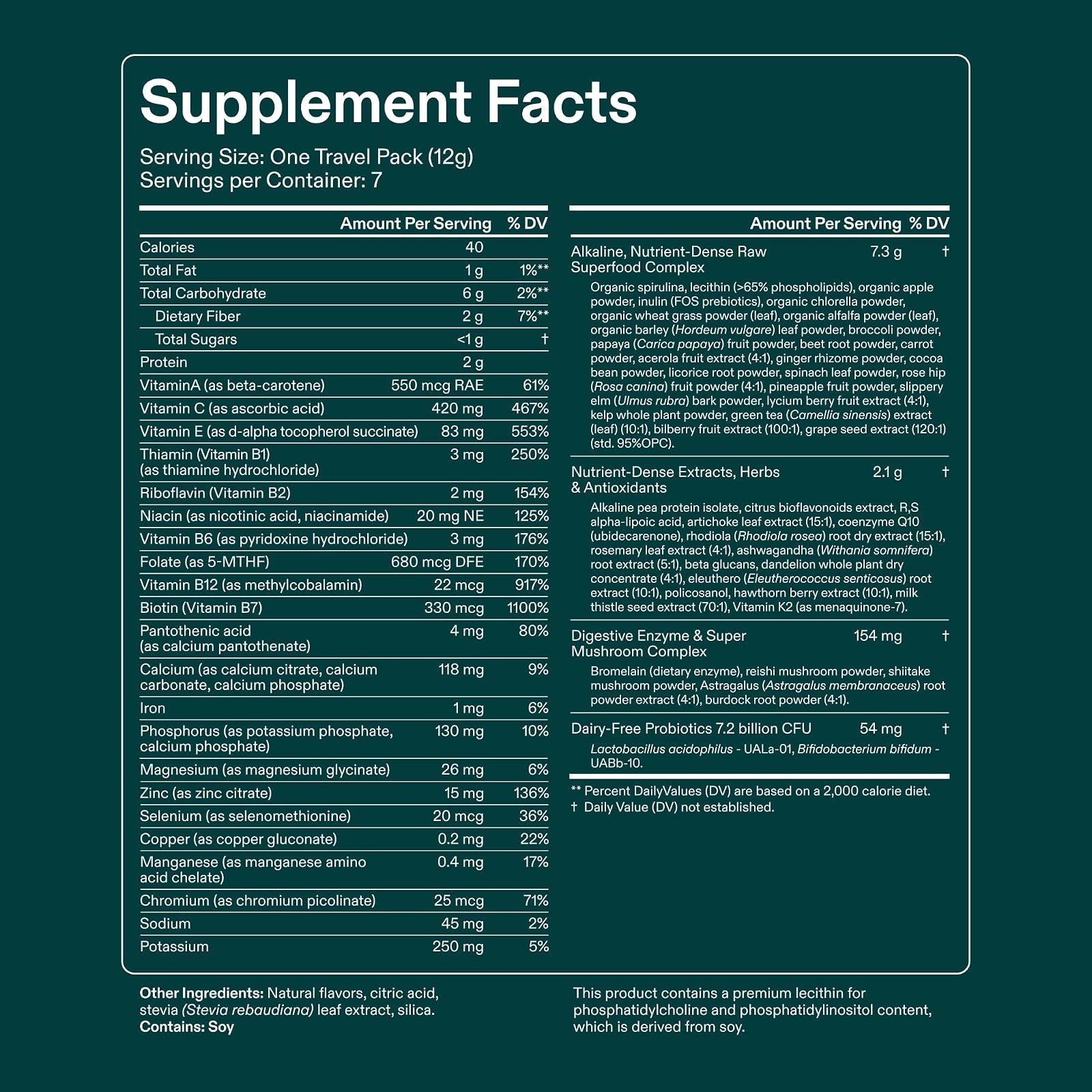 Vegan multivitamins in AG1 powder