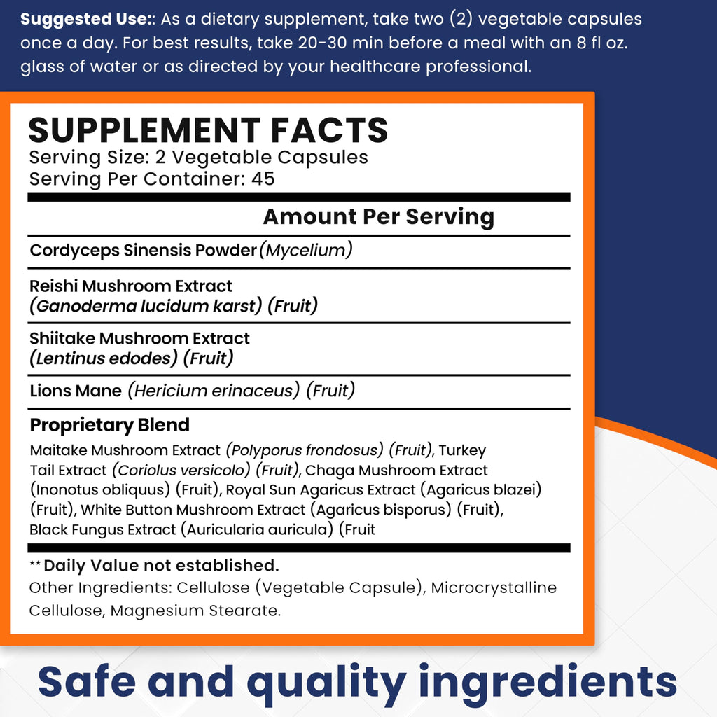 Vegan mushroom capsules for health