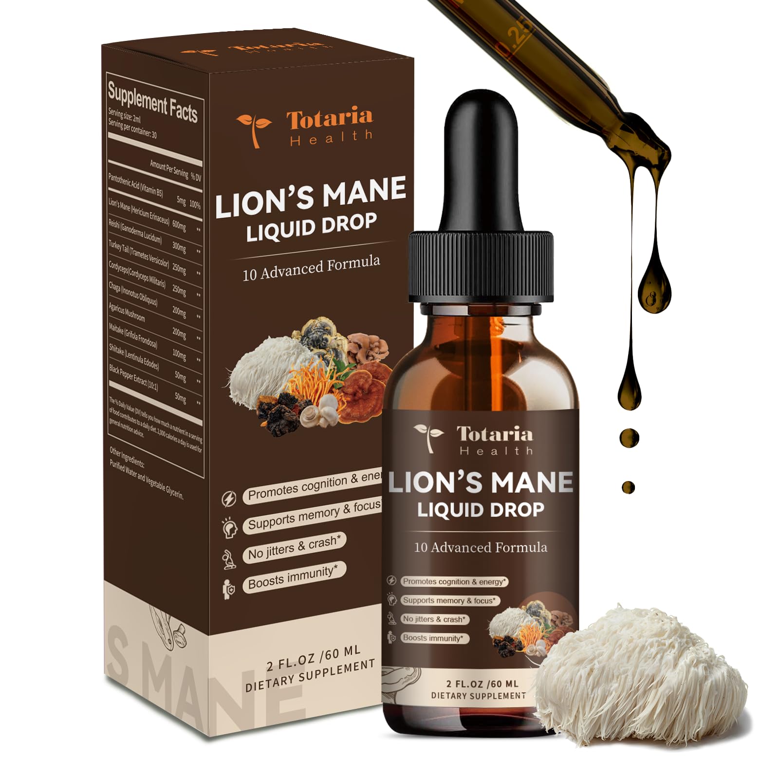 Vegan mushroom supplement for focus