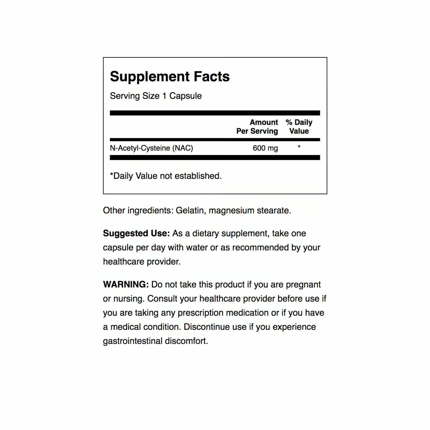 vegan N-Acetyl Cysteine supplement