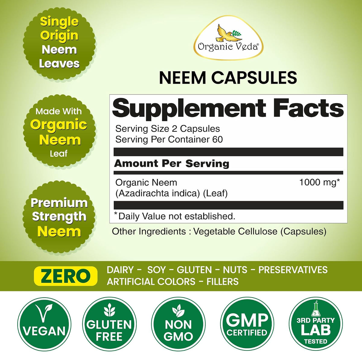 Vegan neem capsules for natural health