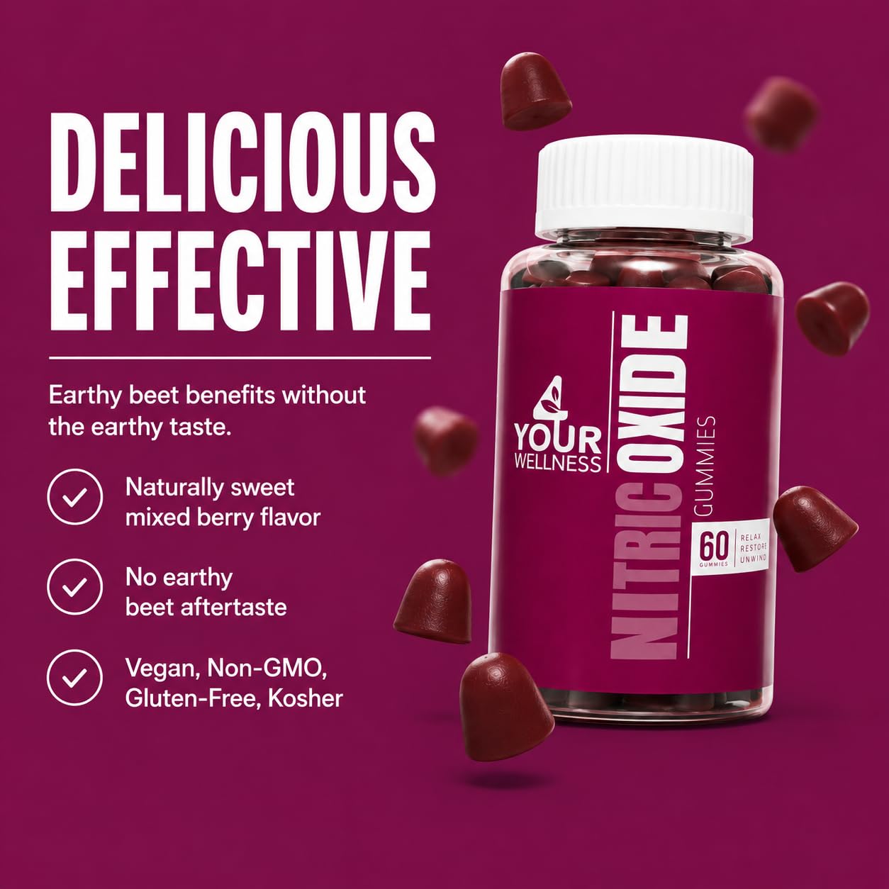 Vegan nitric oxide gummies with beet root