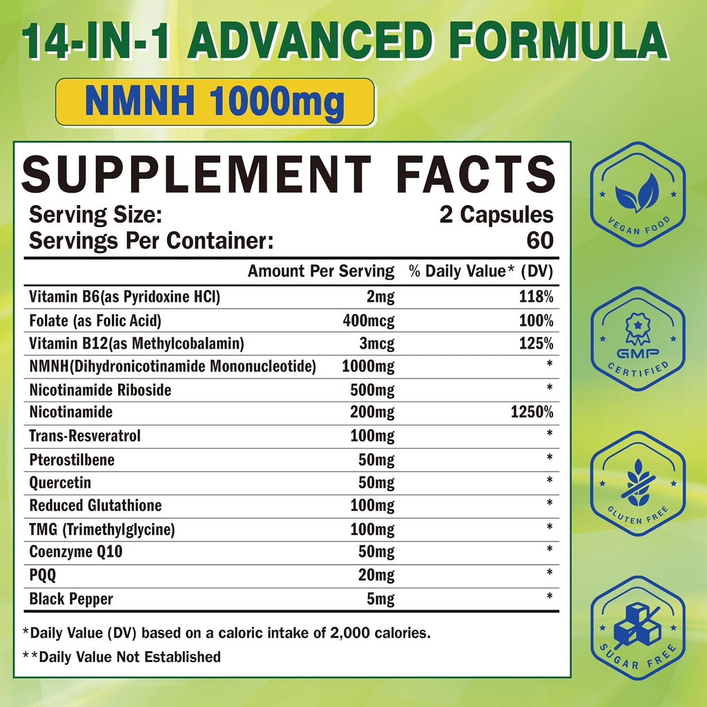 Vegan NMNH supplement for energy