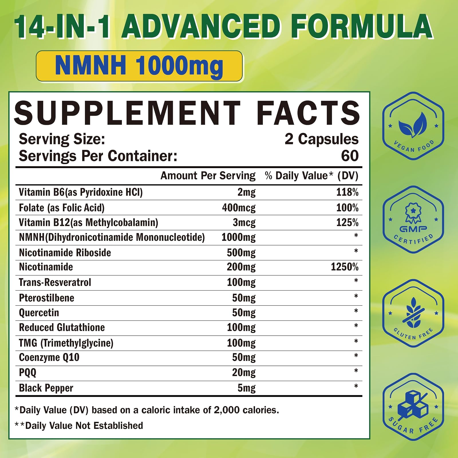 Vegan NMNH supplement for energy
