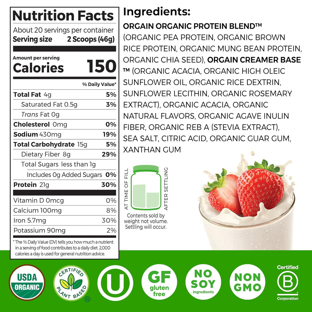 Vegan protein powder with strawberries flavour