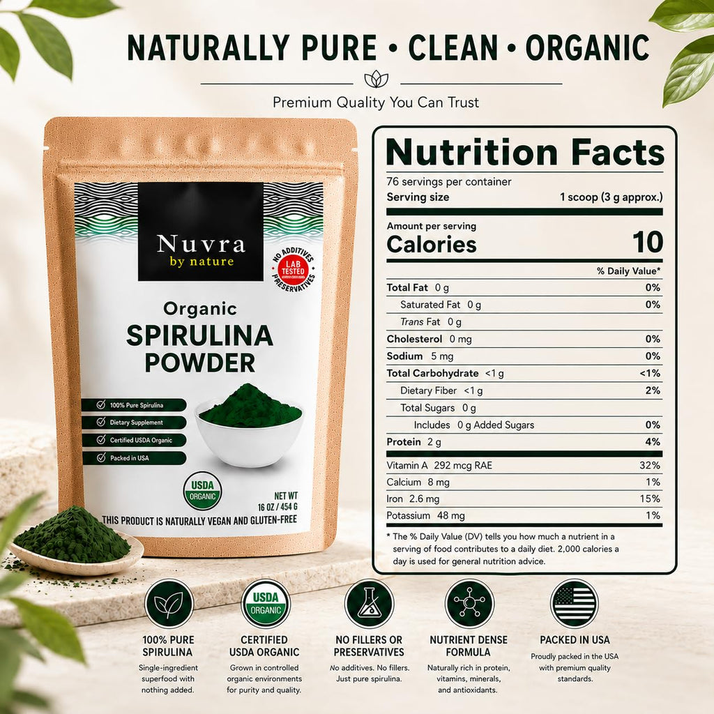 Vegan protein source spirulina powder
