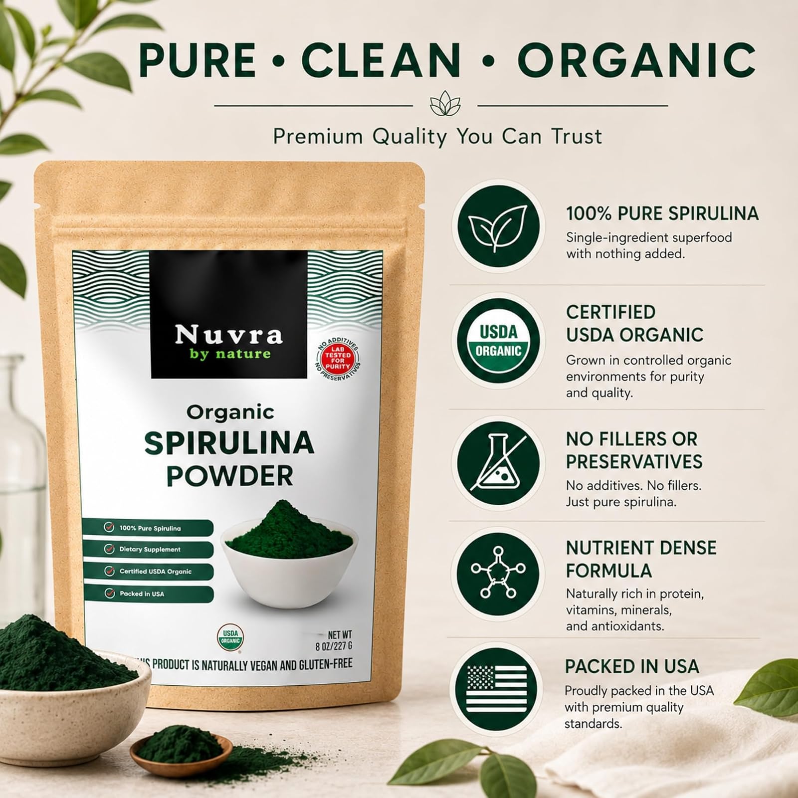 vegan protein source spirulina powder