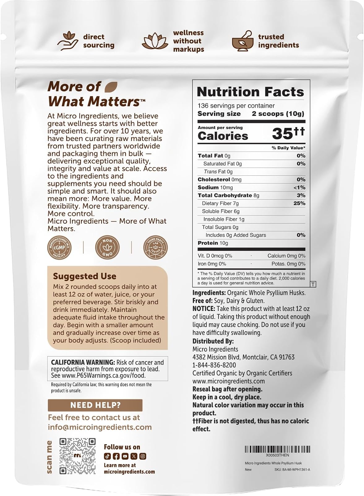 vegan psyllium husk dietary fibre