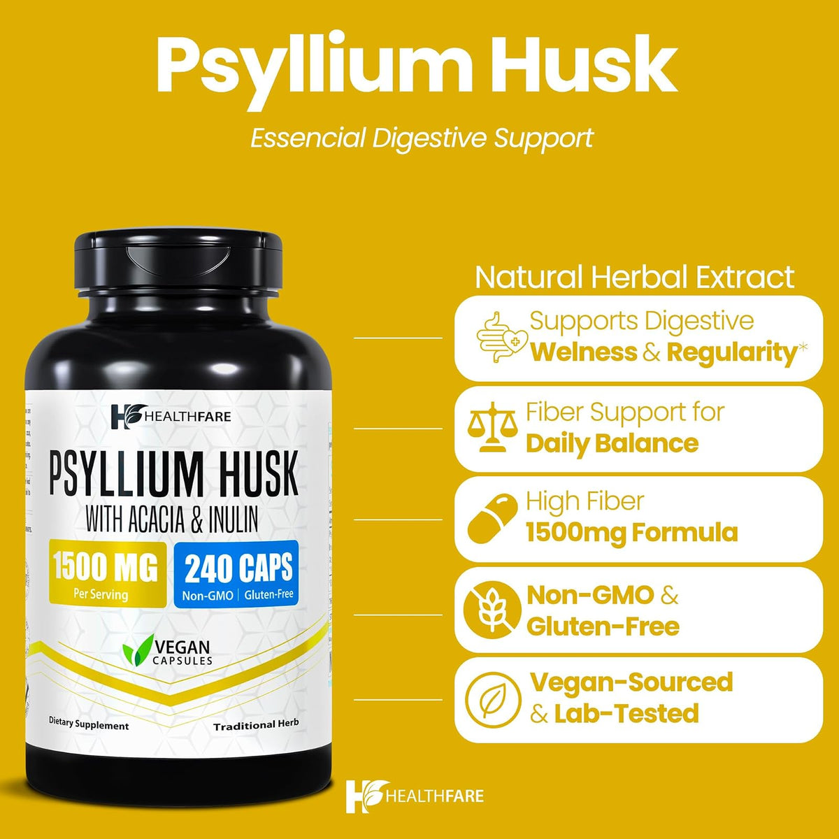 Vegan psyllium husk for digestion