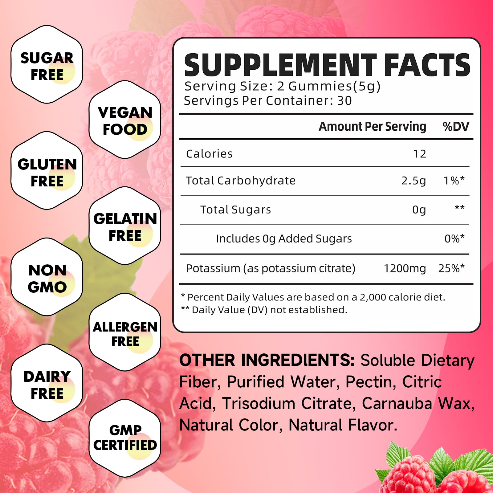 vegan raspberry potassium gummies