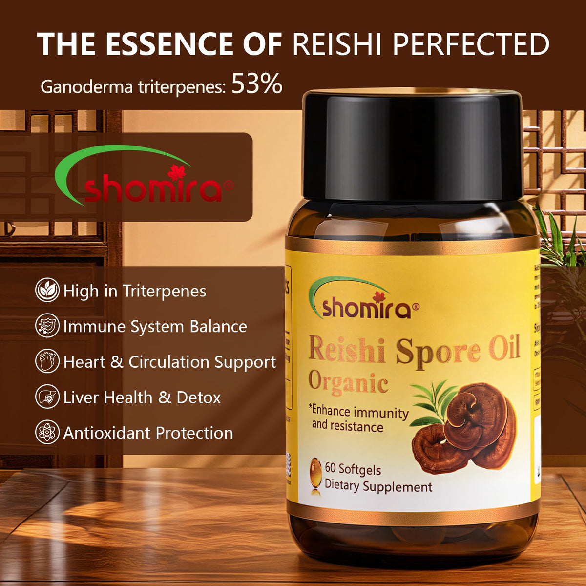 Vegan Reishi mushroom health supplement