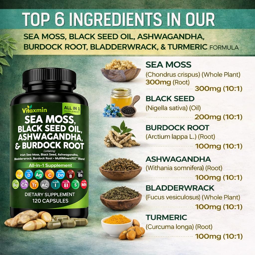 Vegan sea moss capsules for energy
