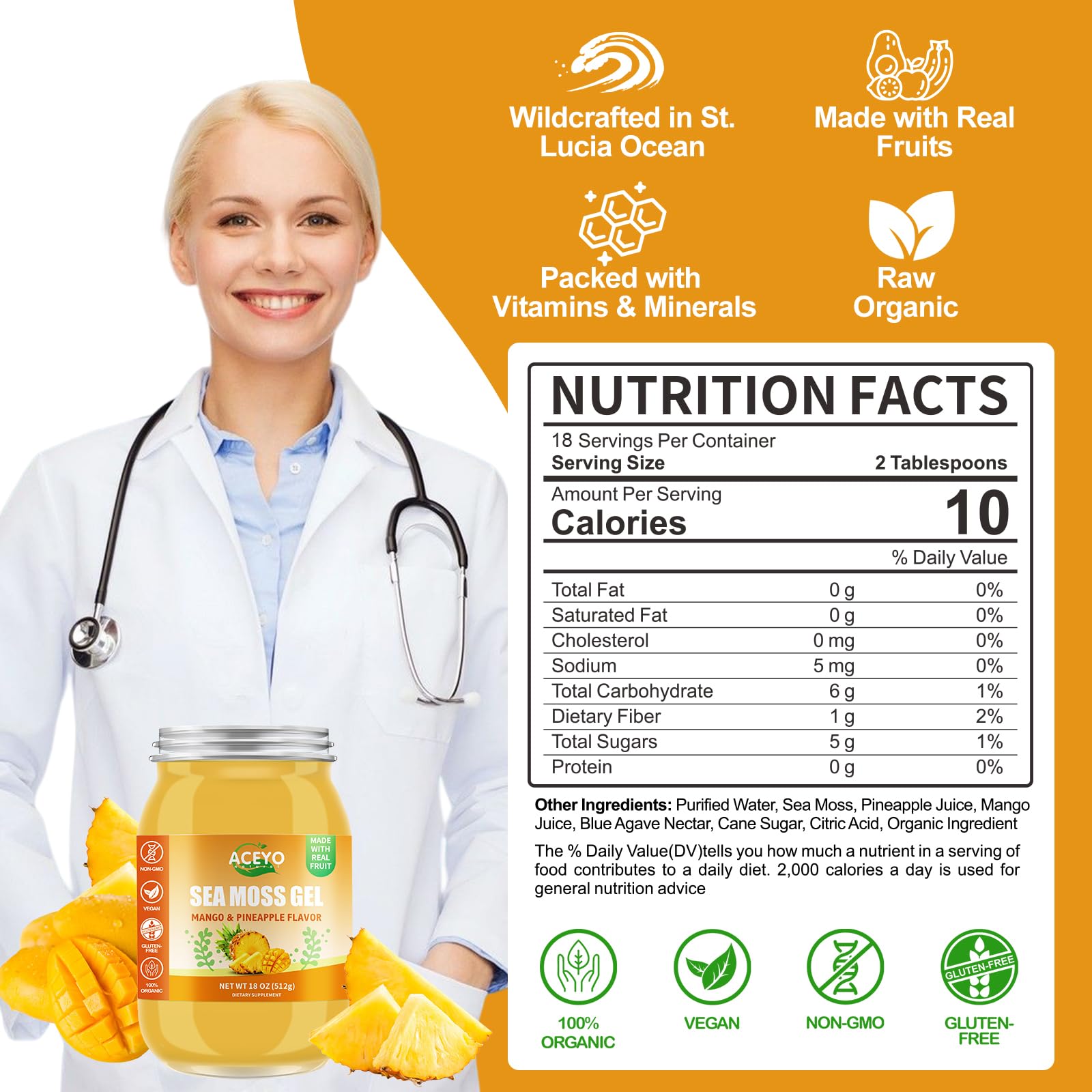 Vegan sea moss gel supplement