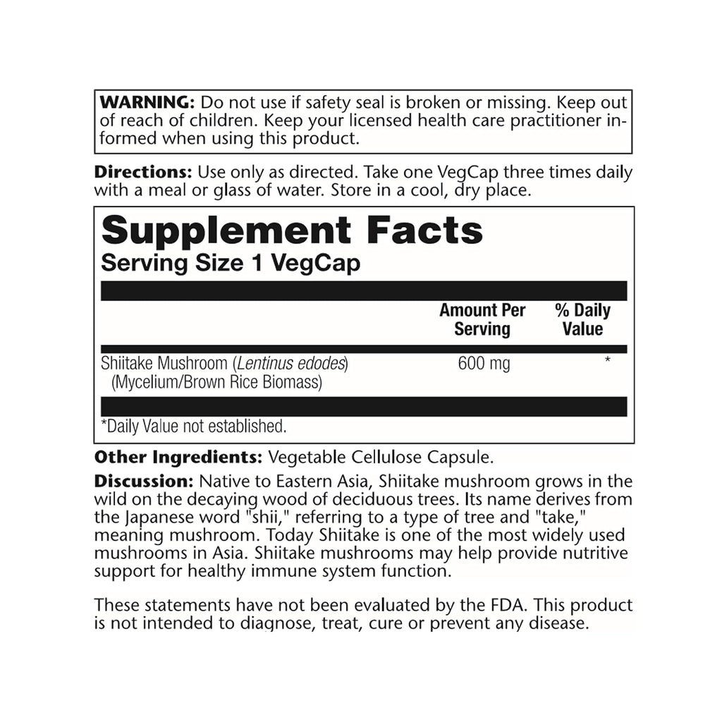 vegan shiitake mushroom complex for vitality