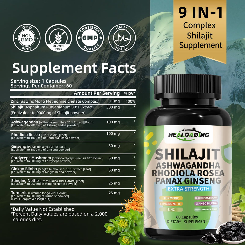 Vegan shilajit capsules for vitality
