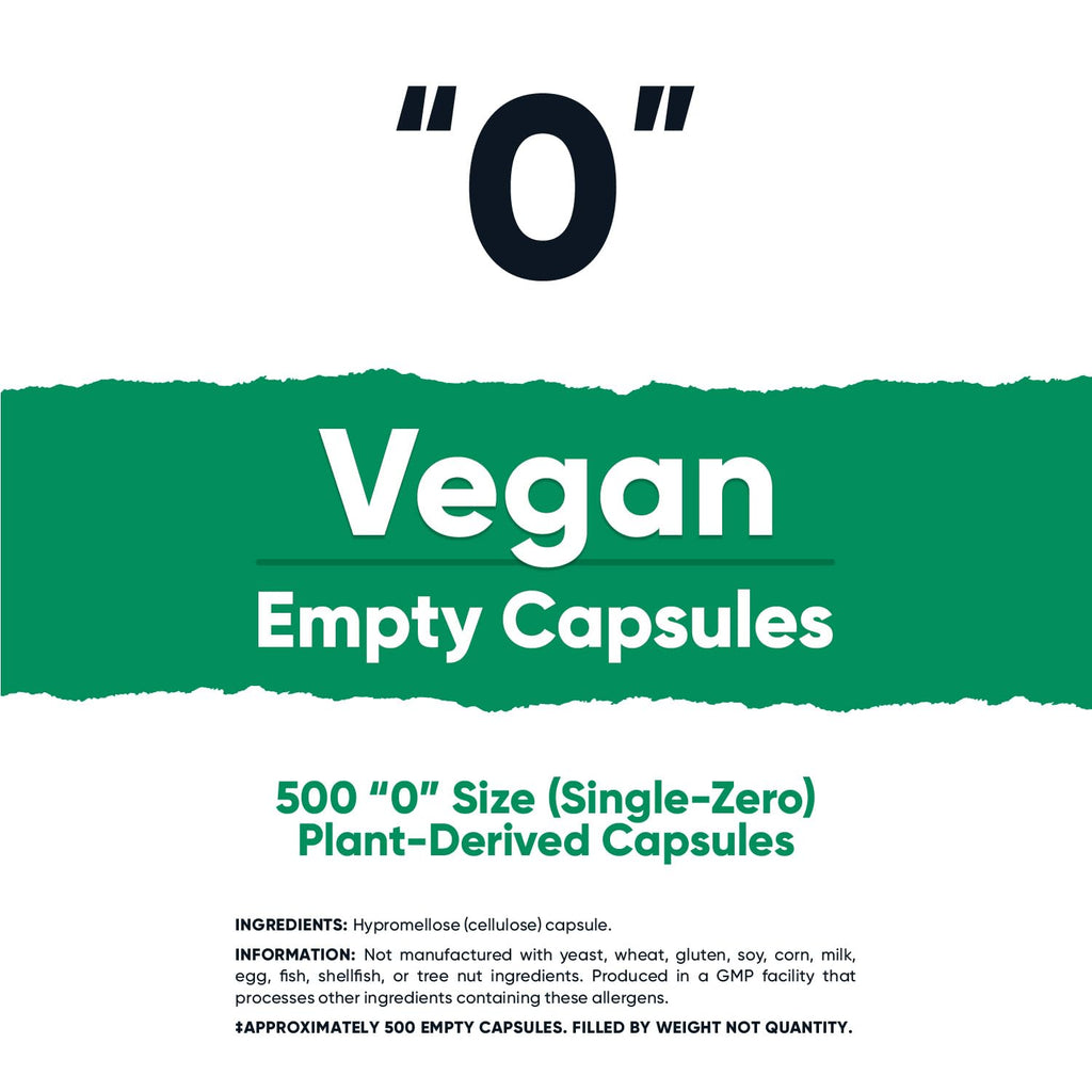 Vegan size 0 capsules for easy filling