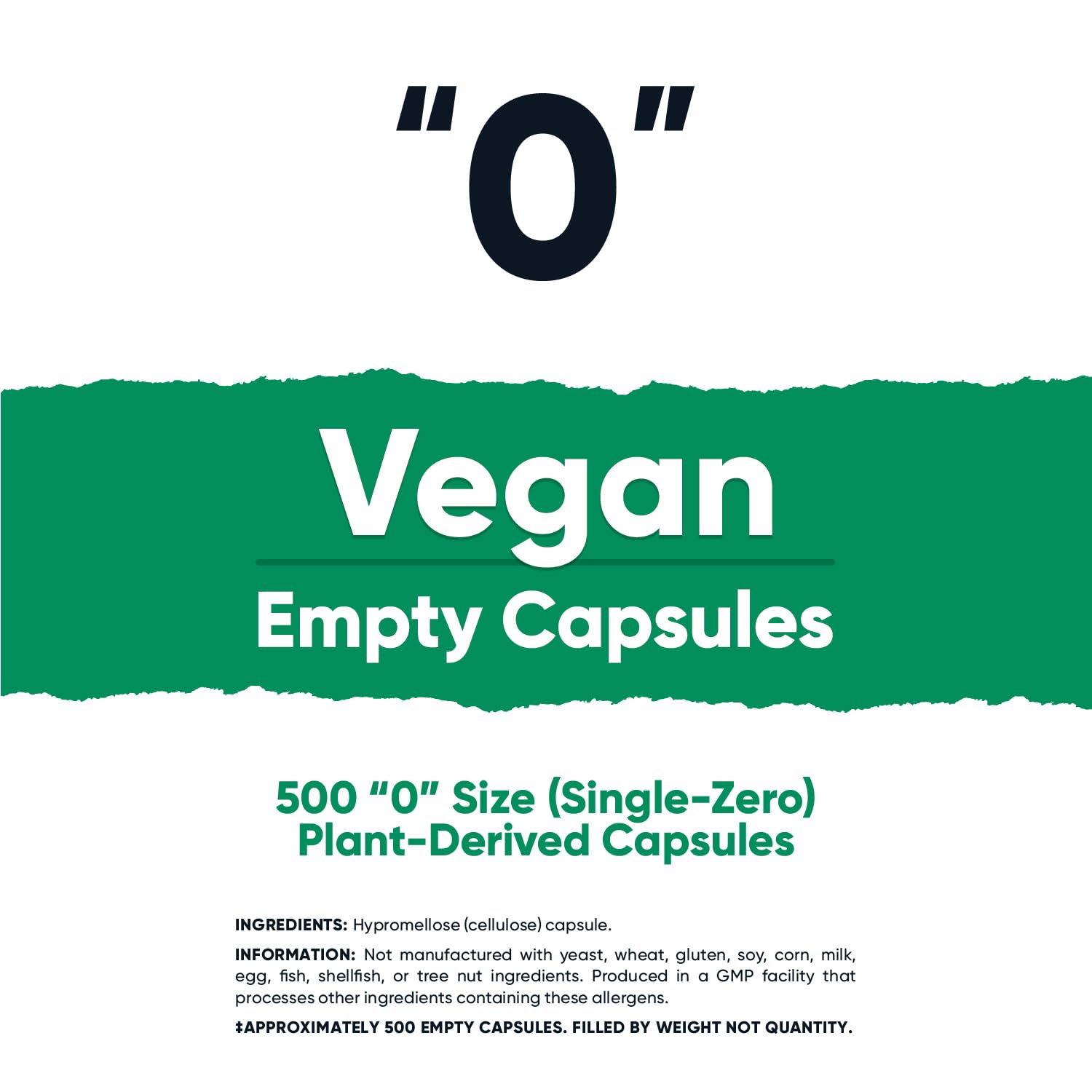 Vegan size 0 capsules for easy filling