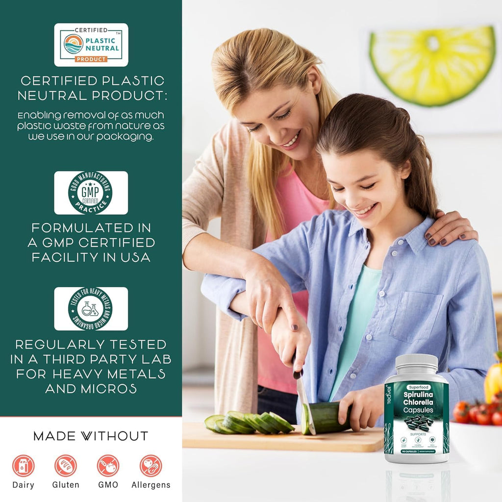 vegan spirulina & chlorella health capsules