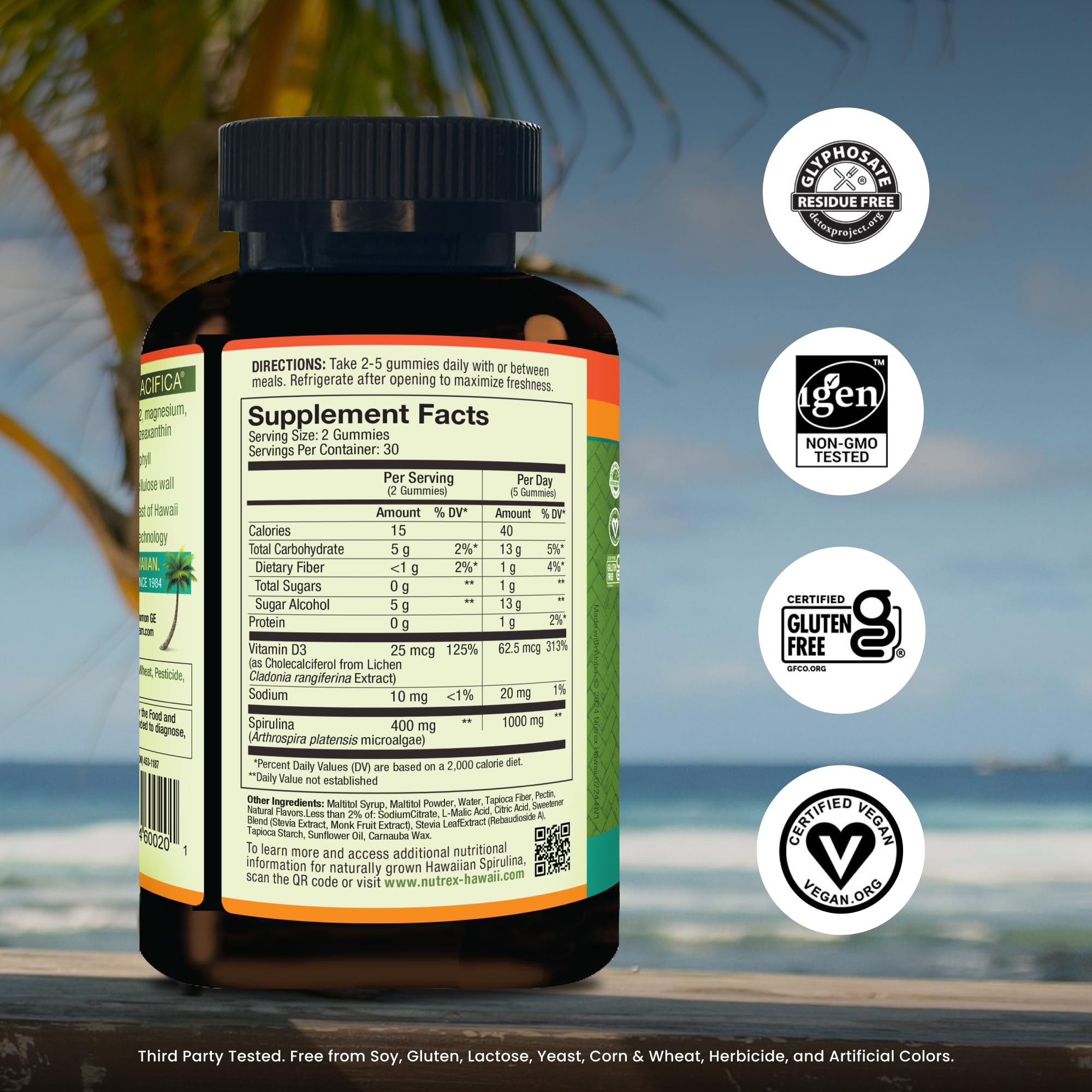 Vegan spirulina gummies with vitamin D3