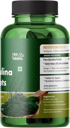 Vegan spirulina tablets for energy boost