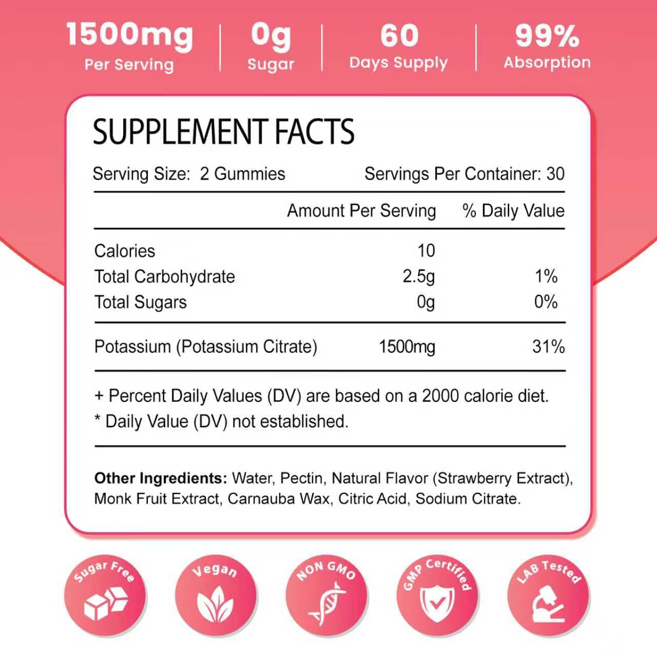 vegan strawberry potassium gummies