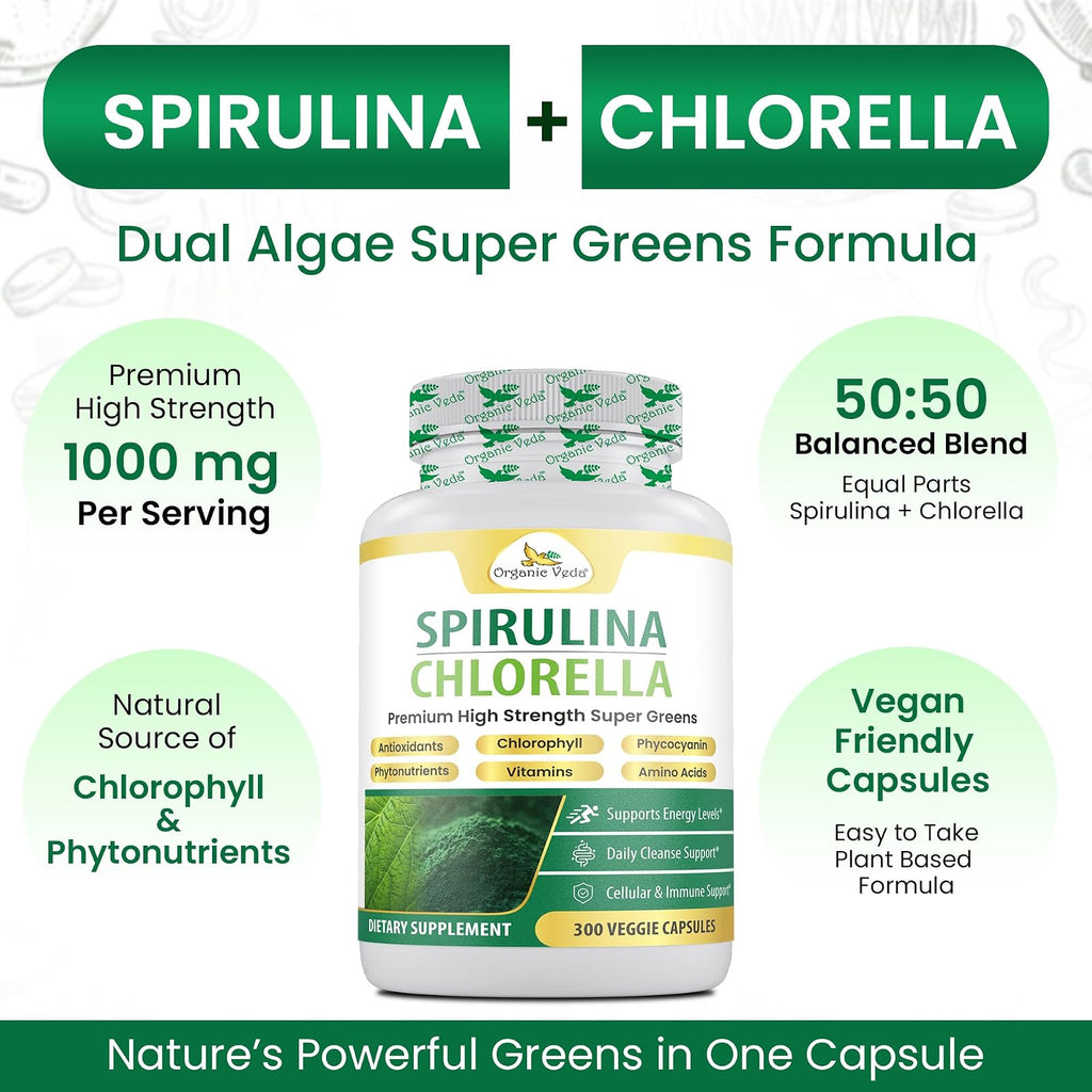 Vegan superfood spirulina and chlorella