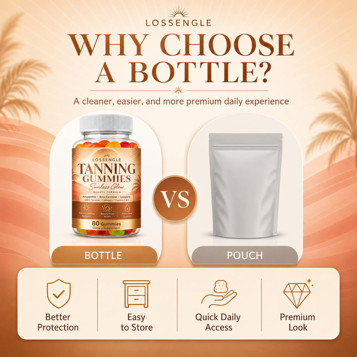 Vegan tanning gummies for sunless glow