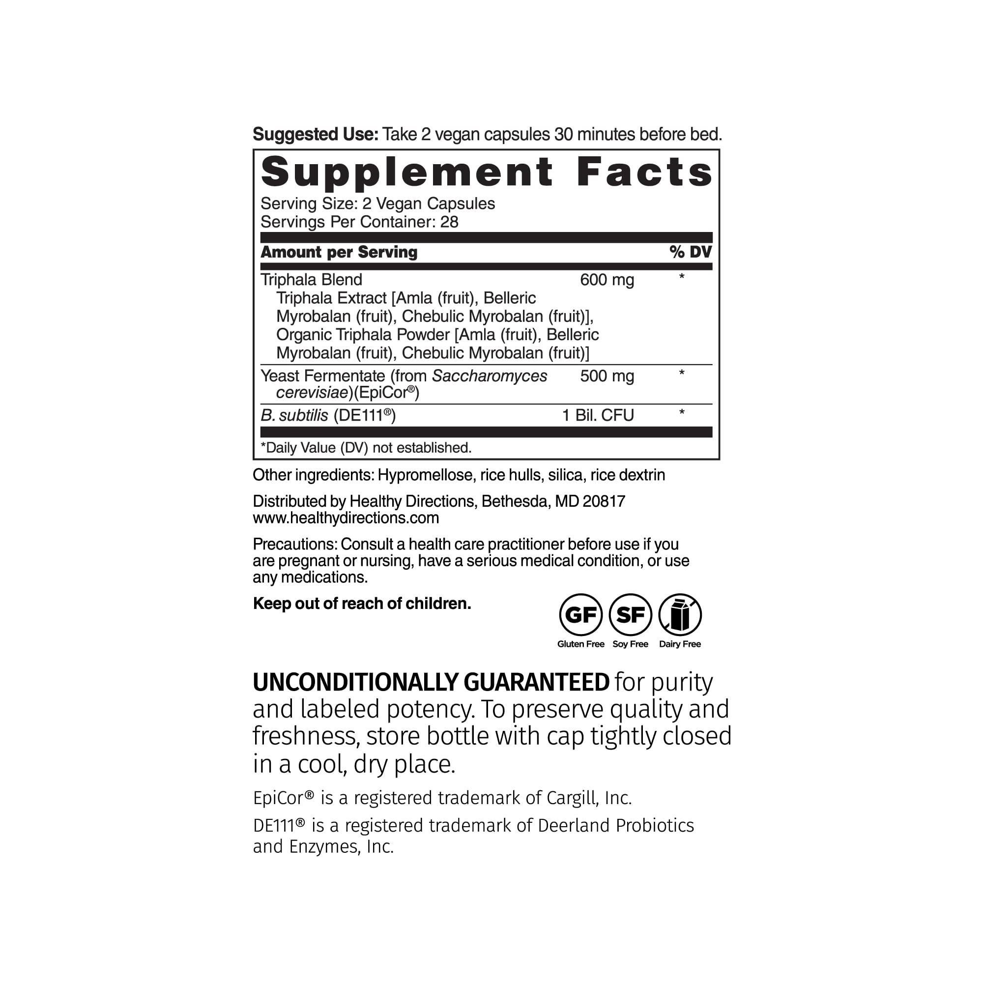Vegan triphala for regularity