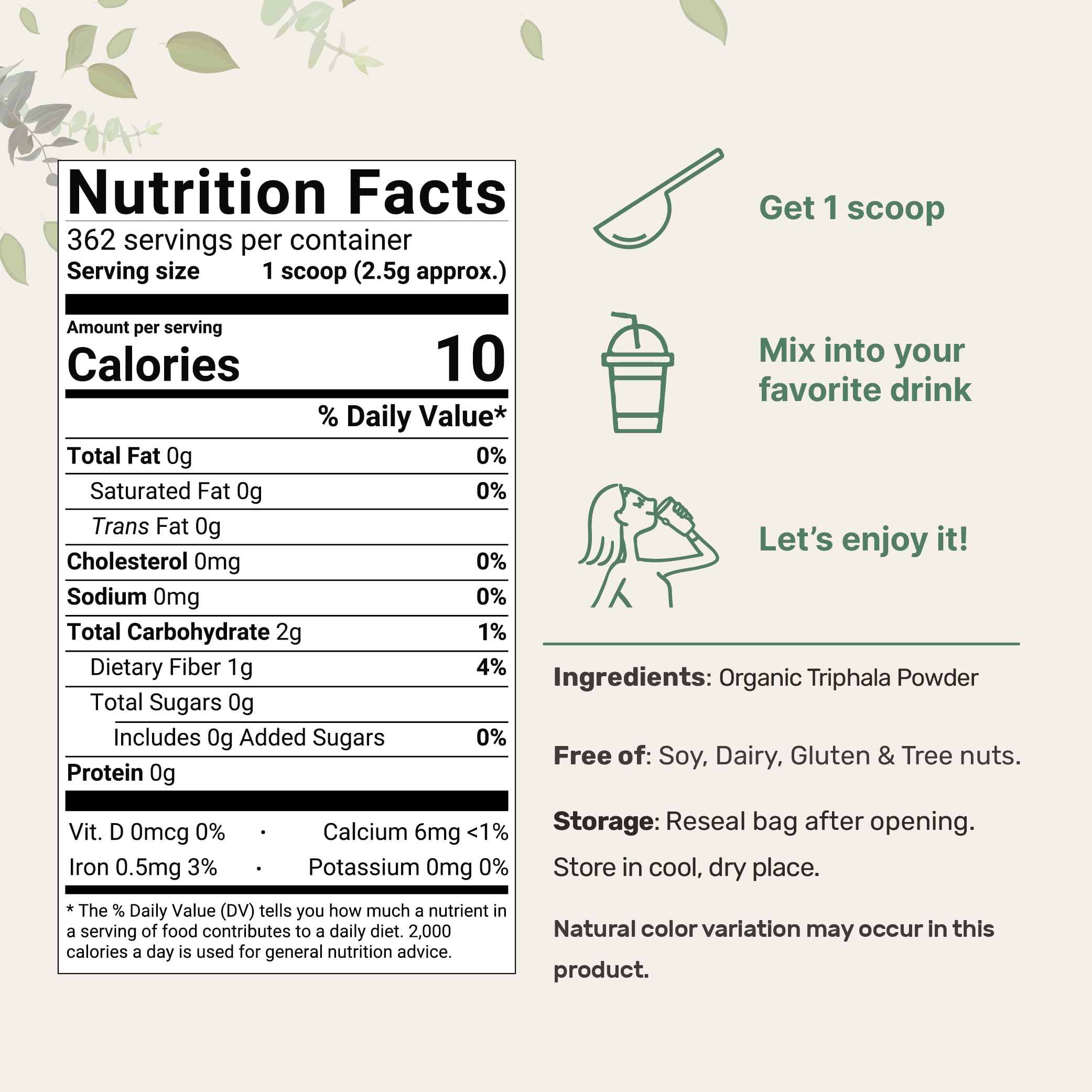 Vegan triphala powder for detox