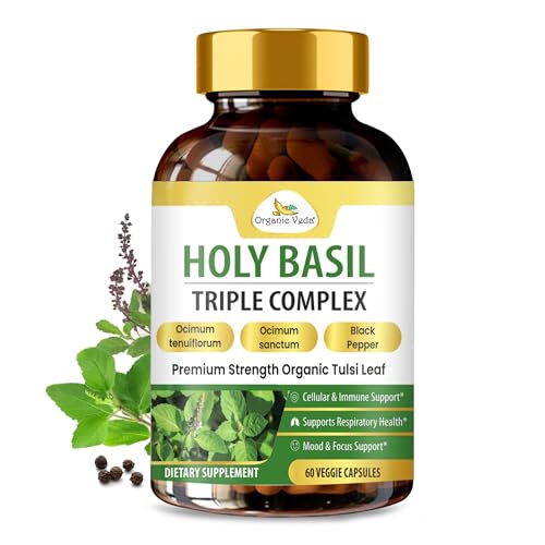 Vegan tulsi leaf supplement for stress relief